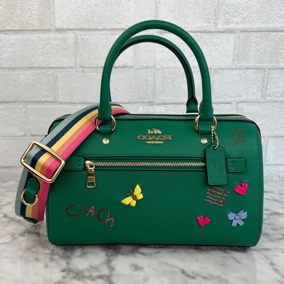 Coach | Bags | Coach Rowan Satchel With Diary Embroidery Green Multi ...